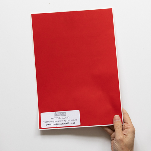 Dc fix MATT SIGNAL RED Sticky Back Plastic Plain Sample - Create Your World